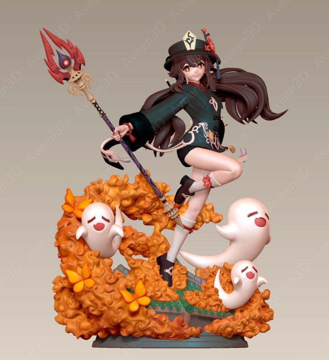 DIY KIT Hu Tao Pyro From Genshin Impact Collectible 3d Printed Statues ...