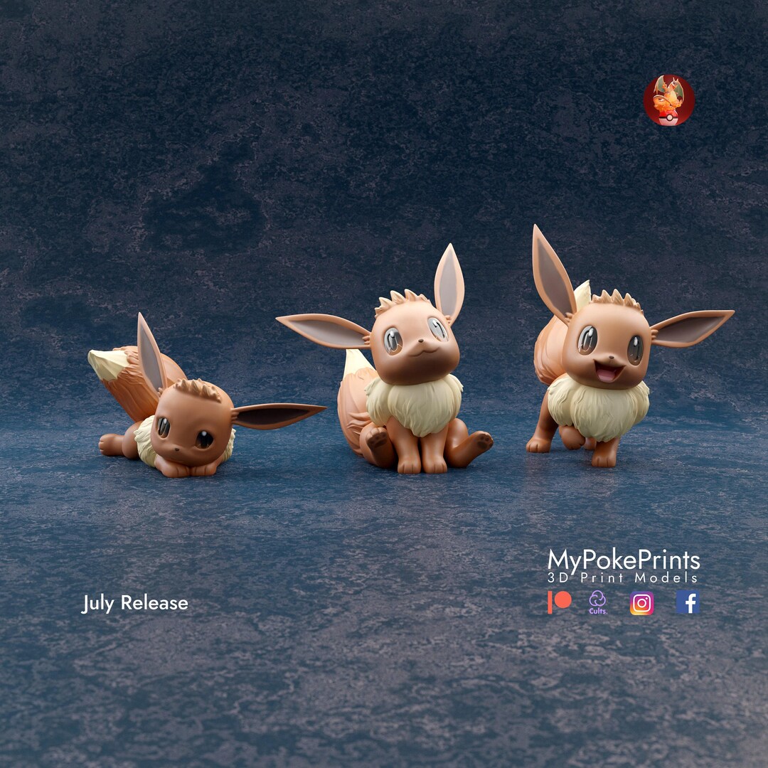Hand Painted Eevee Pokemon Siraya Tech Fast-abs Grey Resin .04mm Layer ...