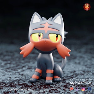 Litten Fire Pokemon Statue Collectible 3d Printed Statues Home Decor ...