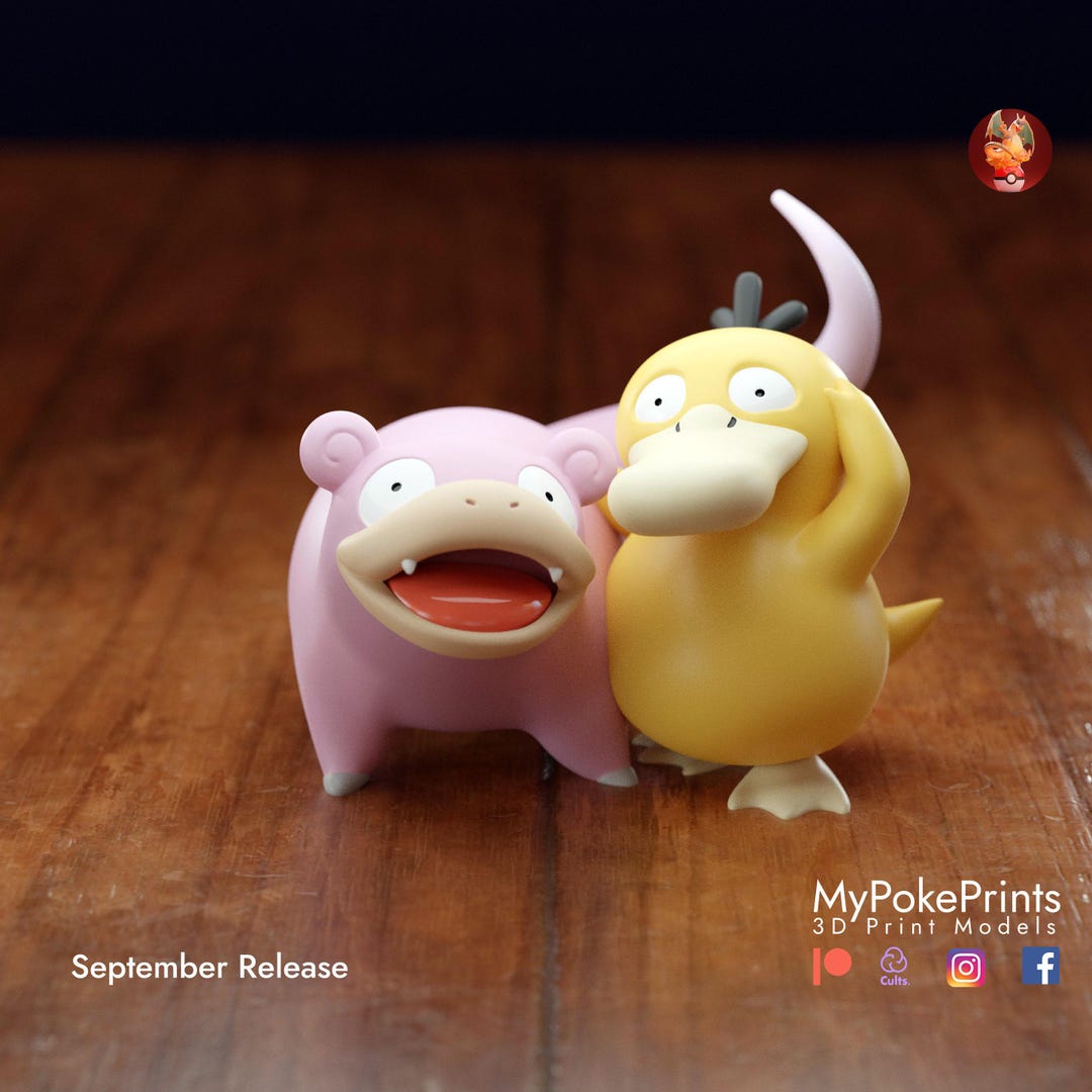 Unpainted DIY KIT Slowpoke and Psyduck Best Friends Statue Collectible ...