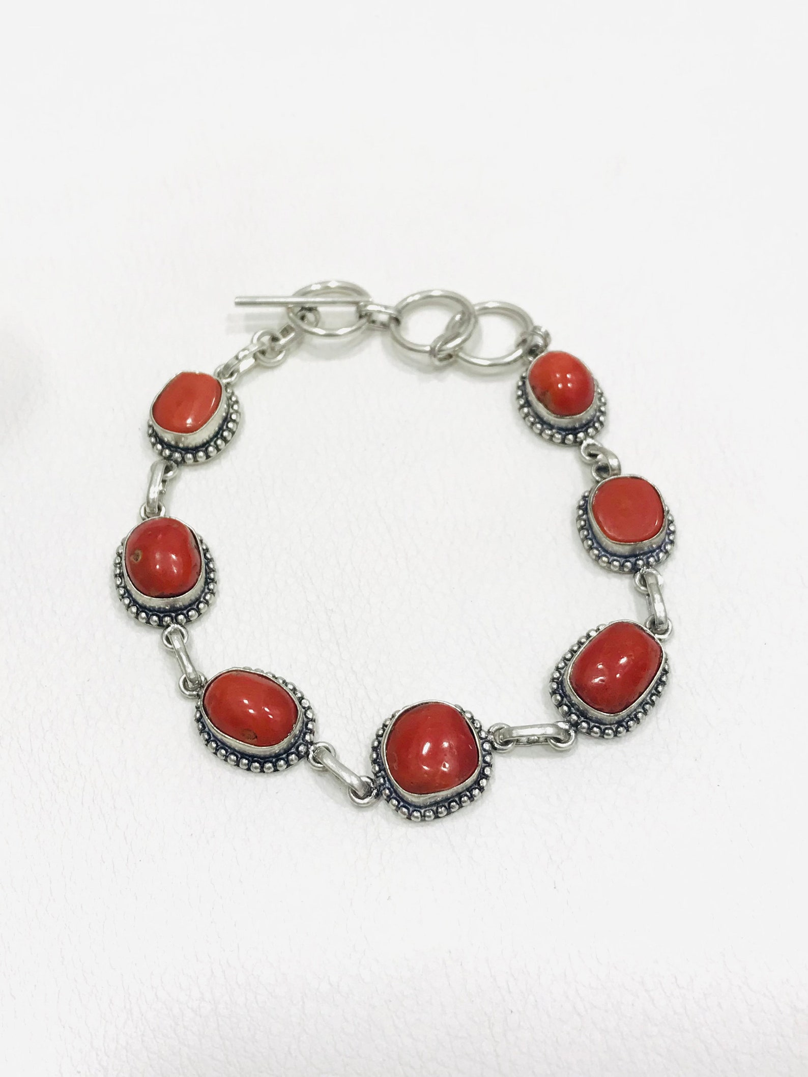 Red Coral Silver Bracelet Vintage Jewelry Red coral | Etsy