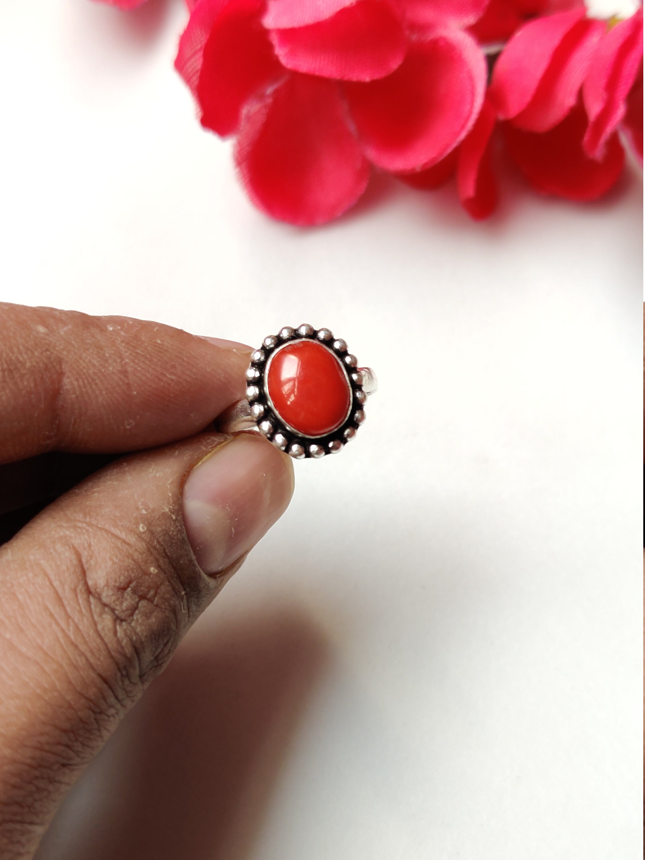 Red Coral Nepali Jewelry-red Coral Gemstone Ring-coral - Etsy