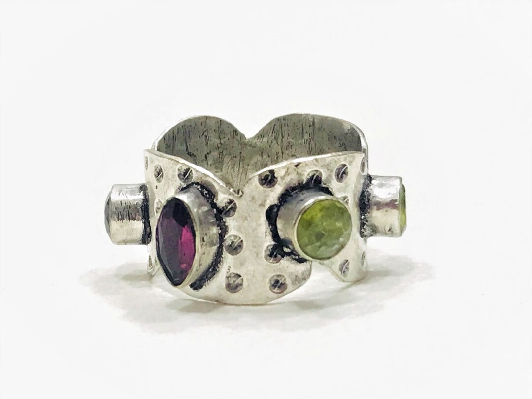 Natural Multi Stone Ring-multi Stone Silver Ring-multi Gemstone Ring ...