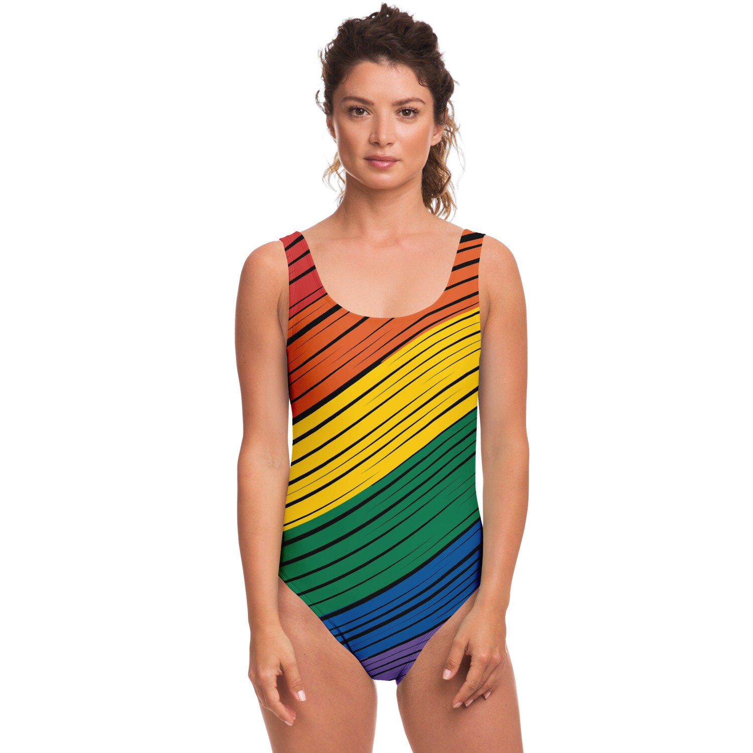 Rainbow One Piece Pride Swimsuit Subtle Lgbt Etsy