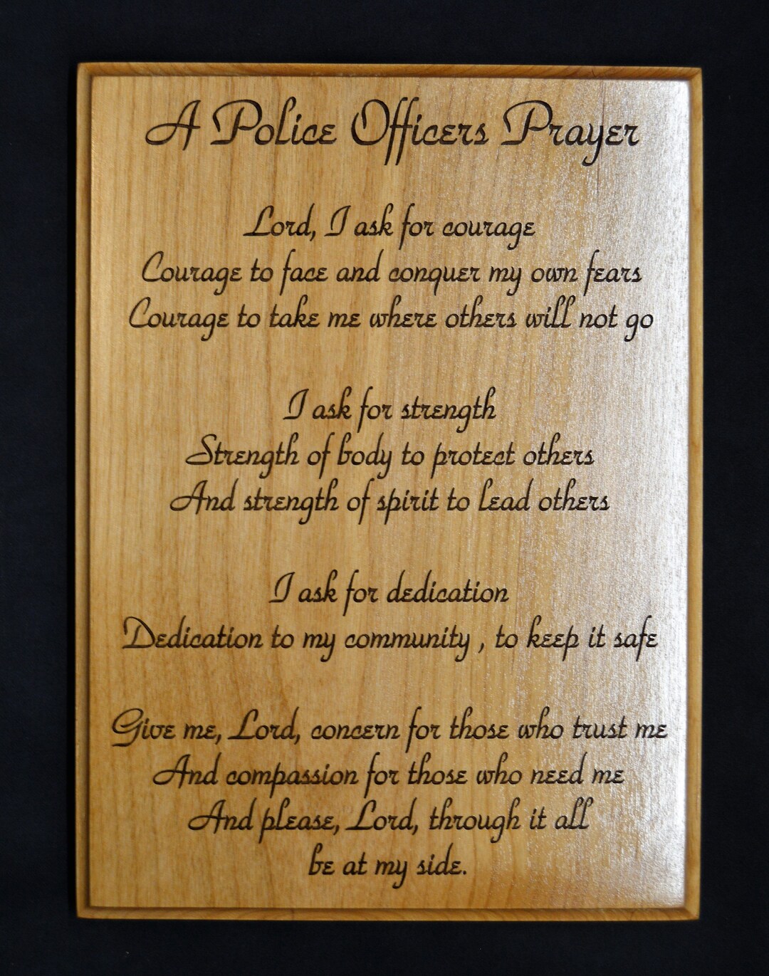 Police Officer Prayer Laser Engraved Wood Plaque - Etsy