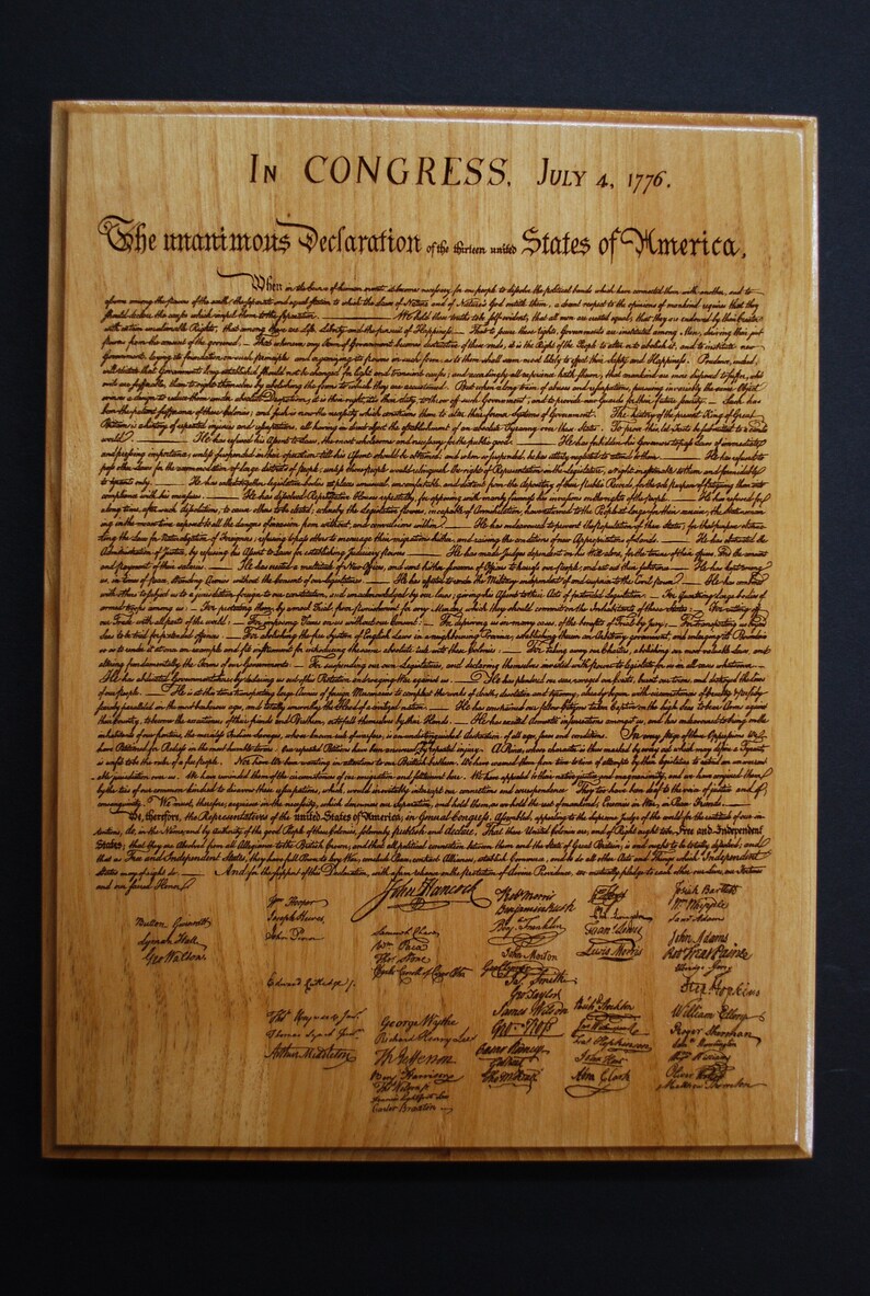 Declaration of Independence Laser Engraved Wood Plaque - Etsy