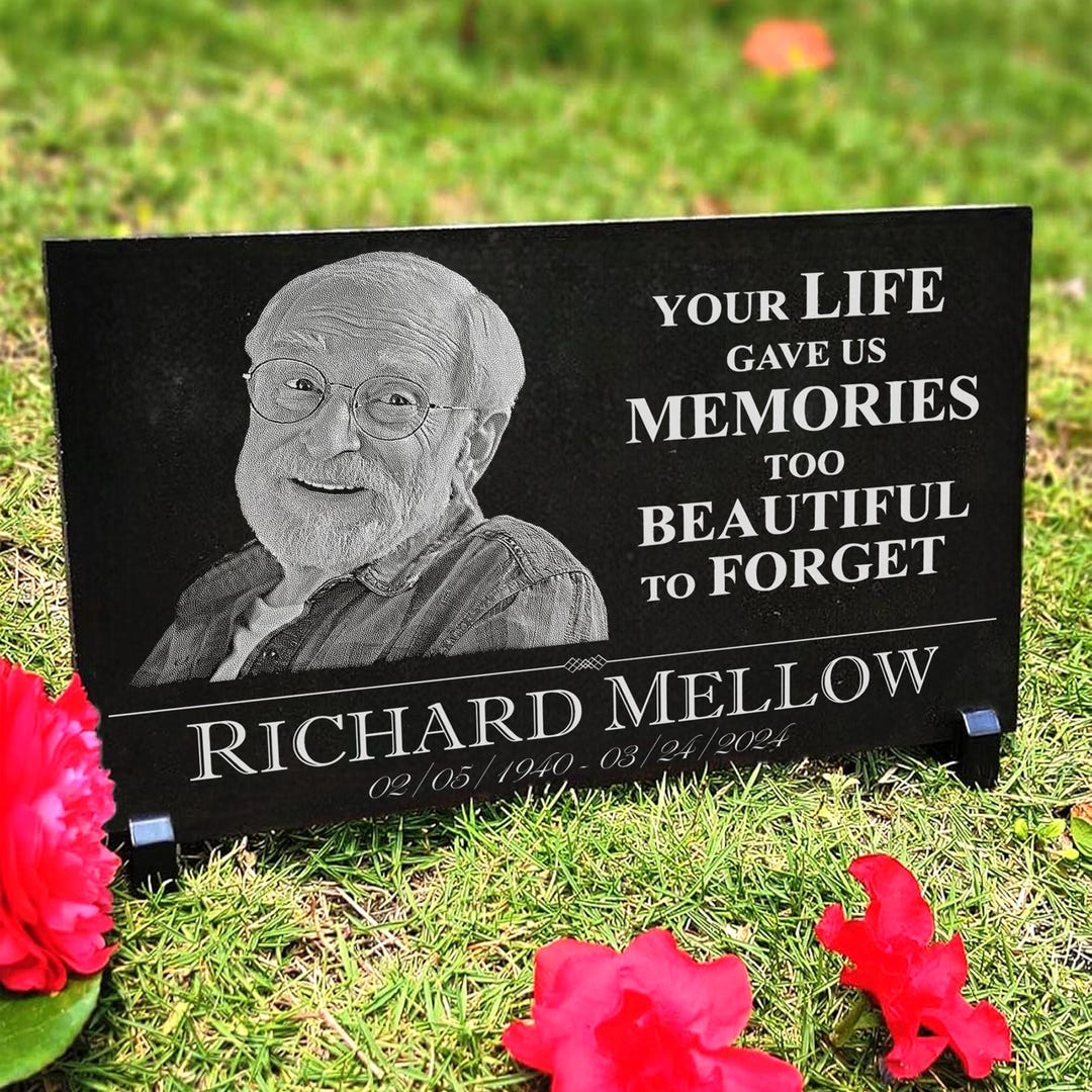 Personalized Memorial Plaque With Photo, Engraved Headstone, Cemetery ...