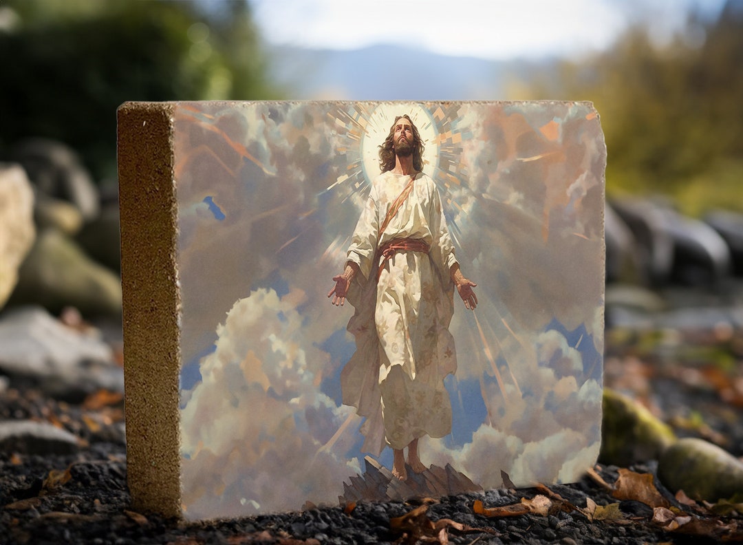 Jesus Christ Returns Divine Memorial Stone 7x10 Tumbled Paver for ...