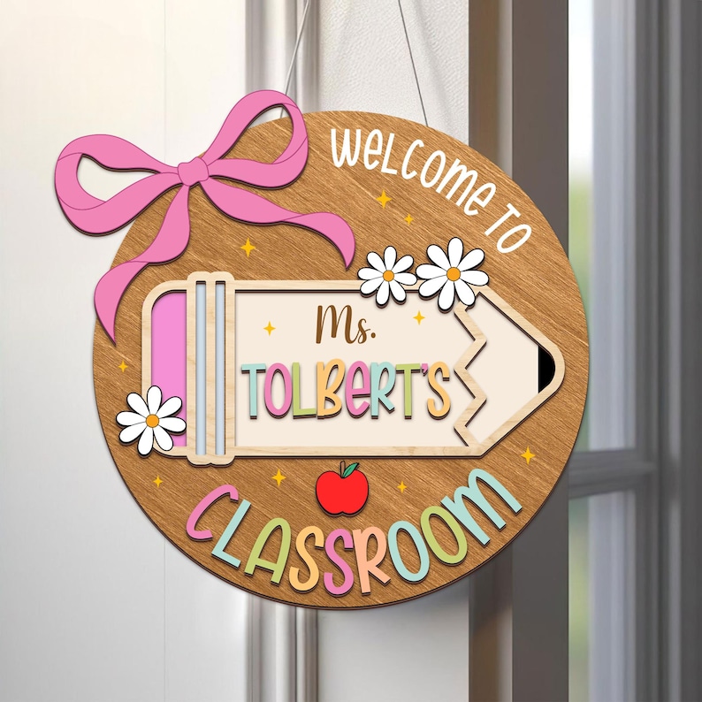 Personalized 3D Teacher Door Hanger; Custom Classroom Decor ...