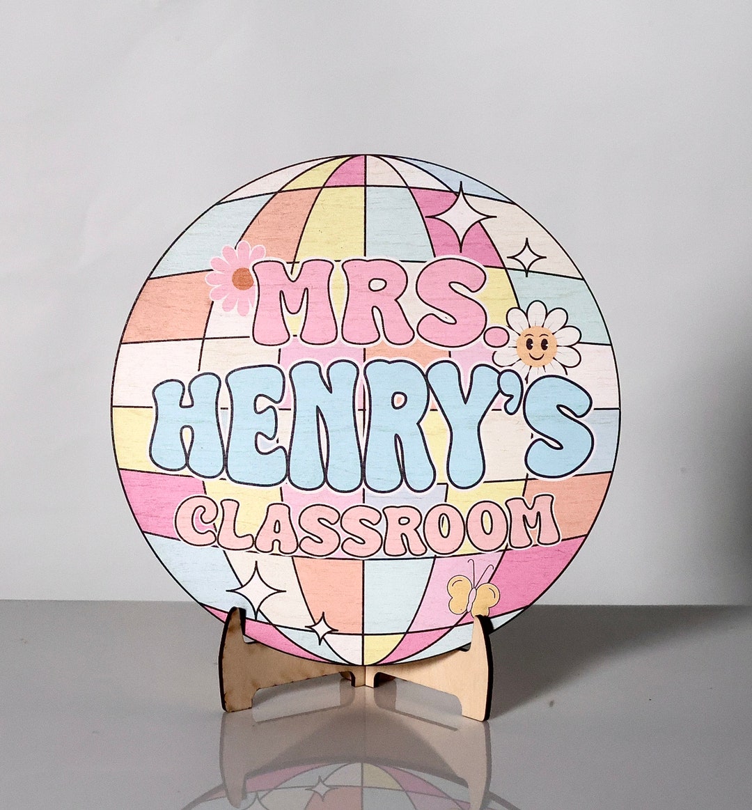 Personalized Disco Ball Classroom Sign| 3D Teacher Door Sign| Groovy ...