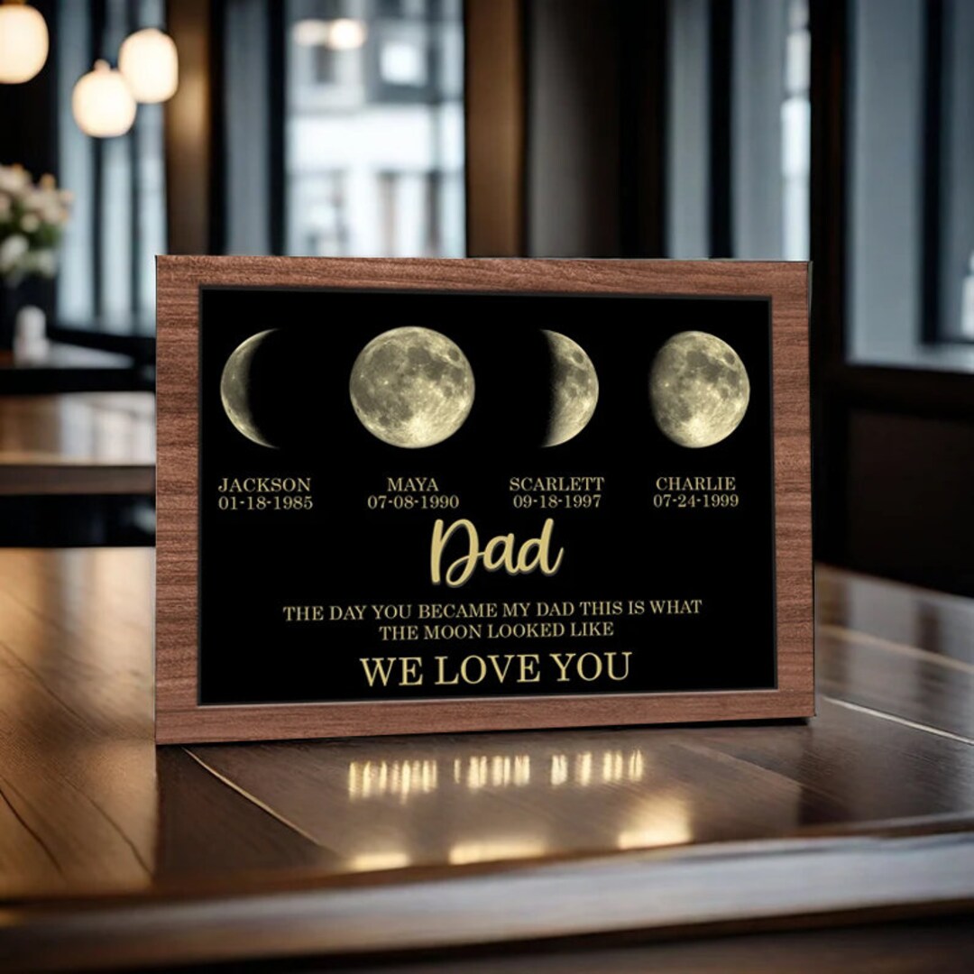 Custom Moon Phase Print Father's Day Gift Frame, Gifts for Dad Grandpa ...