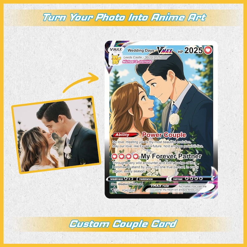 Personalized Card Pokemon Cards: Couple Gift Idea, One Year Anniversary ...