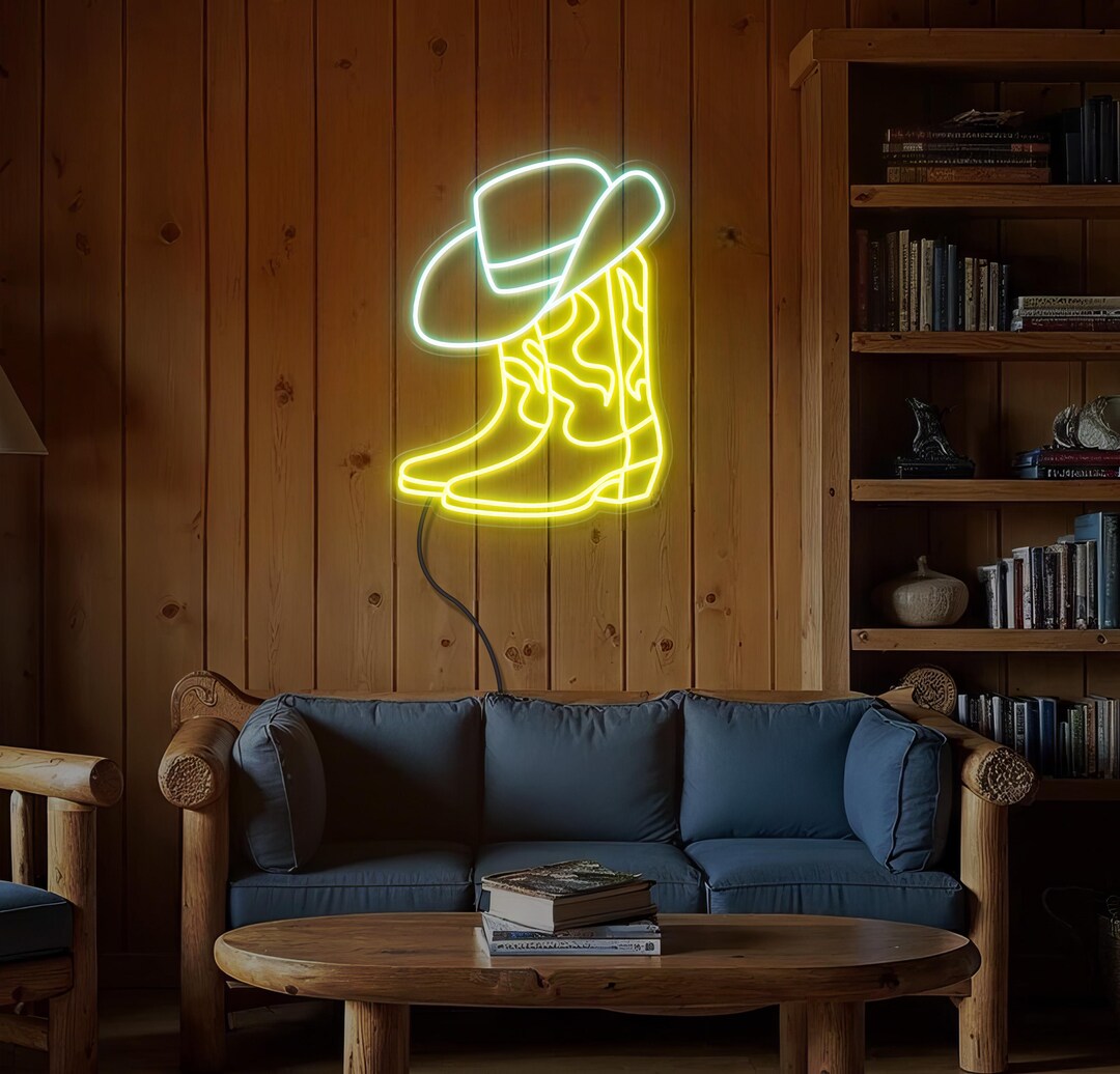 Neon Sign Cowboy Boot, LED Cowboy Hat and Boot Sign, Western Cowboy Hat ...