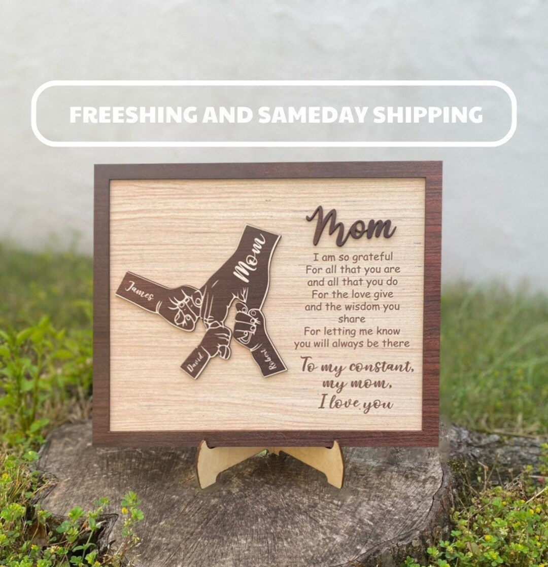 Wooden Plaque Fist Bump Sign, Personalized Gift for Mom, Gift for Mom ...