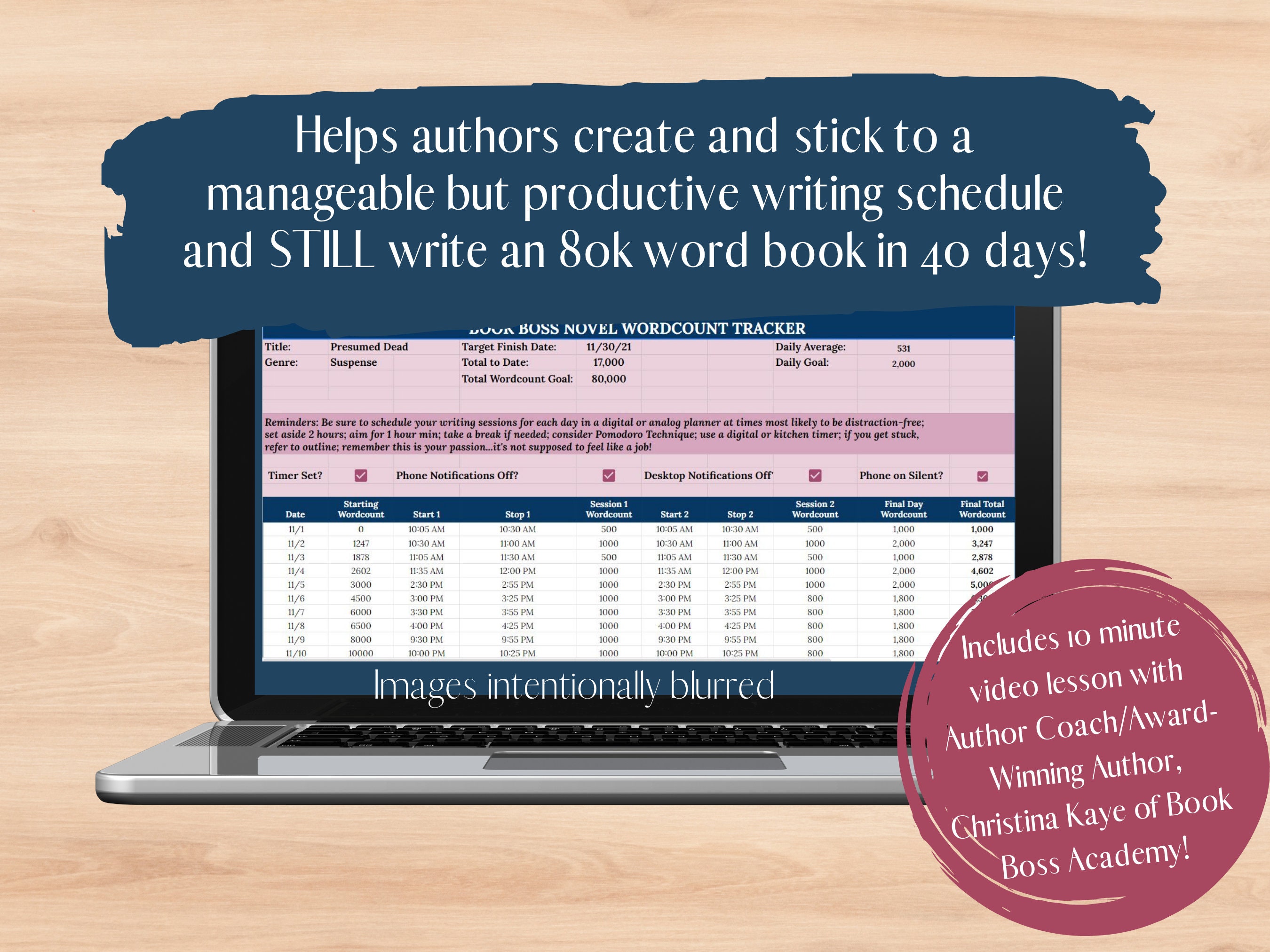 Wordcount Tracker Word Count Tracker Video Tutorial on - Etsy