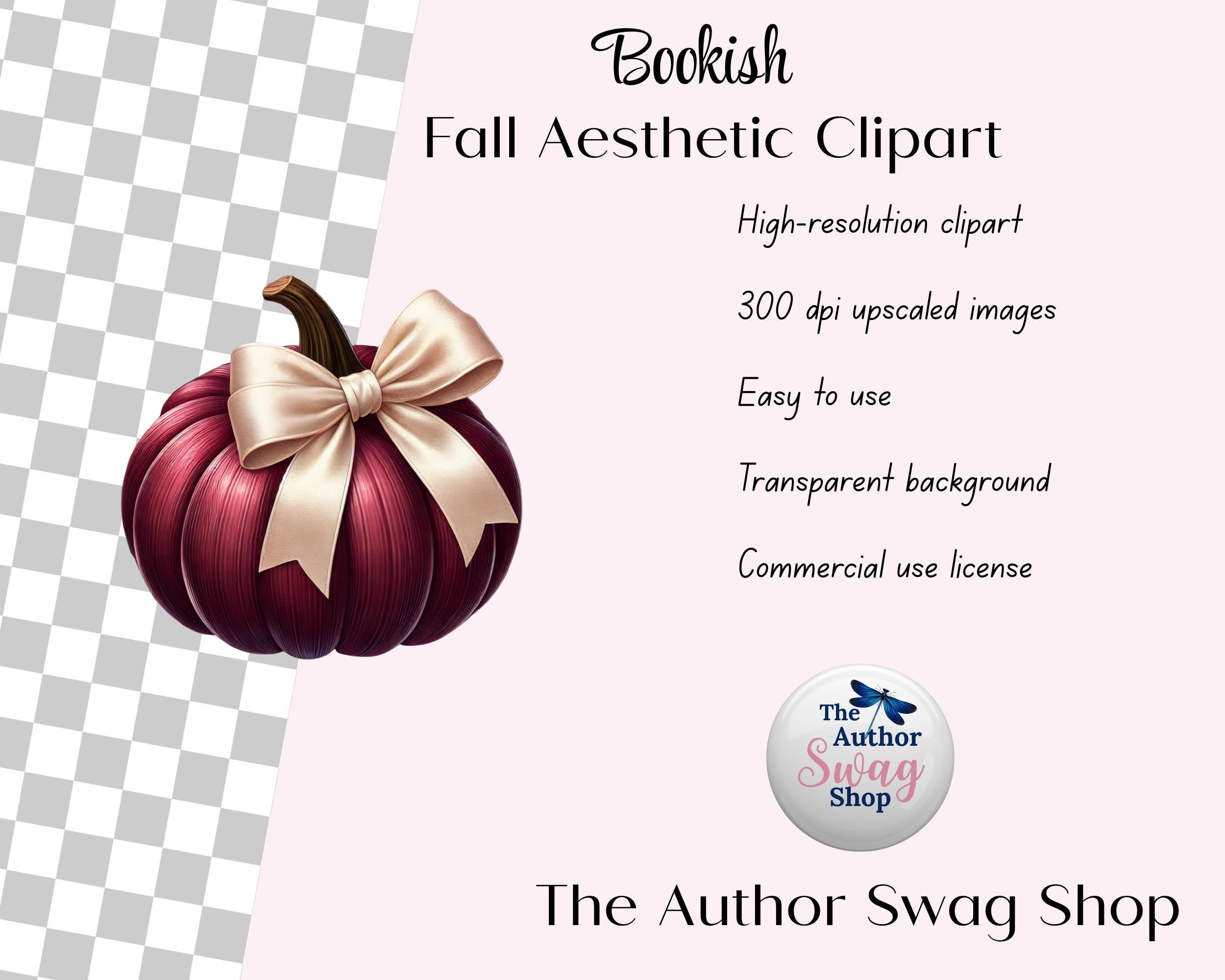 Pink Fall Bookish Clipart Bundle, Cozy Autumn PNG Stickers (digital ...