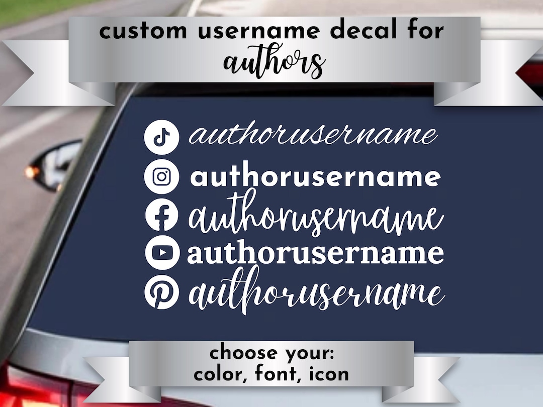 Custom Writer Social Username Car Decals, Vinyl Sticker for Window ...