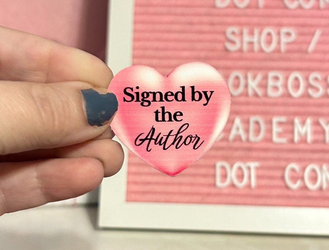 Pink Heart Signed by Author Book Stickers, 20 Book Stickers, Book ...