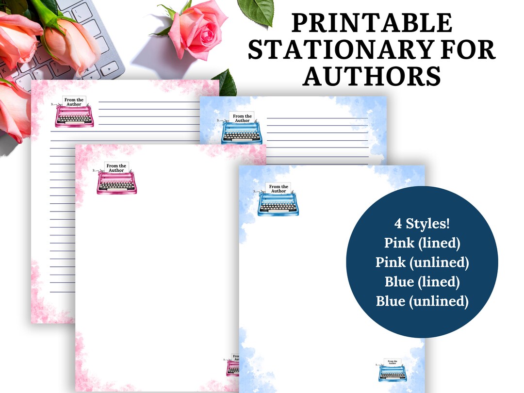 Author Printable Stationary, Writing Paper, Digital Paper, Printable ...