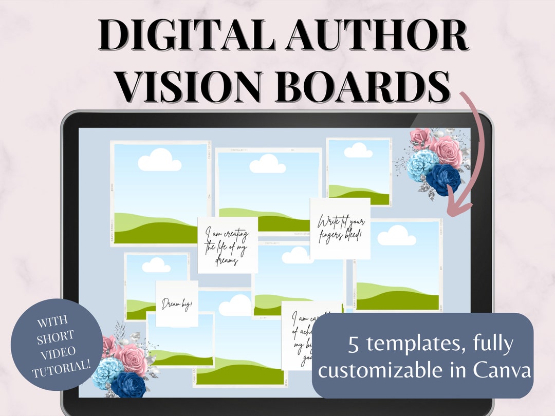 Author Digital Vision Board Templates- Canva Templates - Create a ...