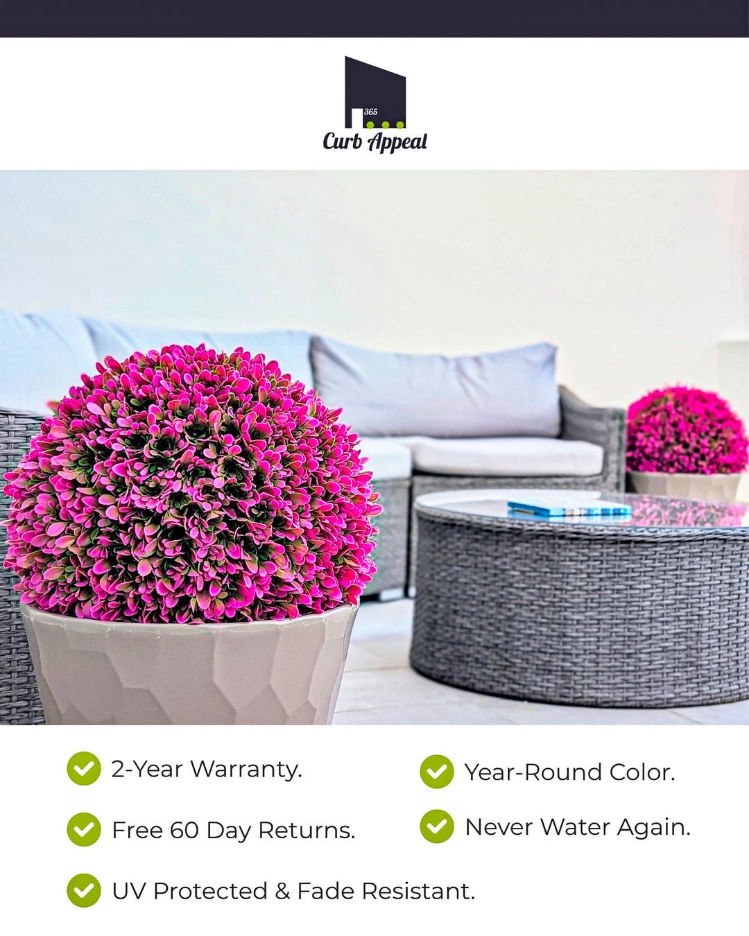 23" XL Hot Pink Topiary Ball Artificial Sphere Faux Boxwood Topiary ...
