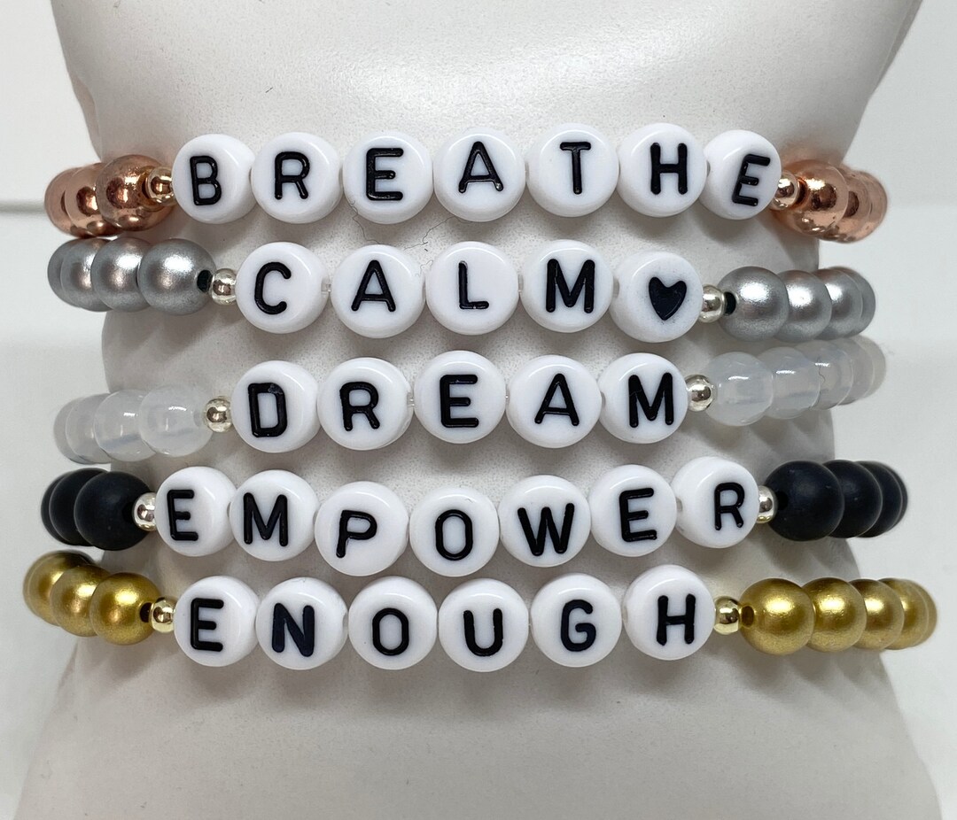 Encourage Positivity Letter Bead Bracelet Alphabet Beads Acrylic Rose ...