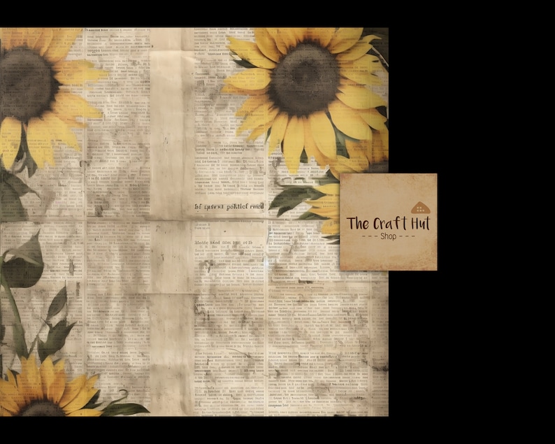 Sunflower Vintage Paper, Sunflower Vintage Digital Paper, Printable ...