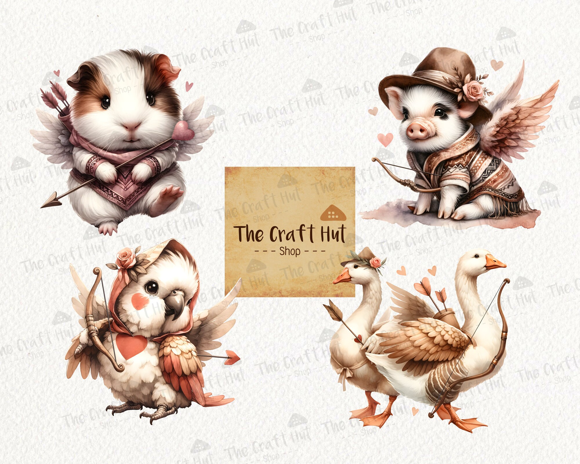 Valentines Animal Cupid Clipart Set: Pet PNG Images (digital Download ...