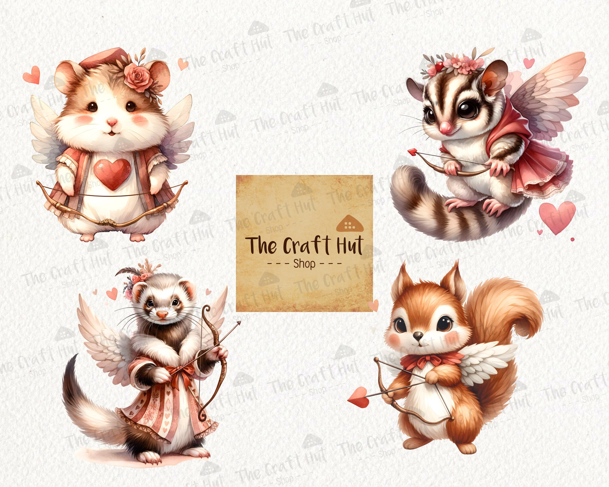 Valentines Animal Cupid Clipart Set: Pet PNG Images (digital Download ...