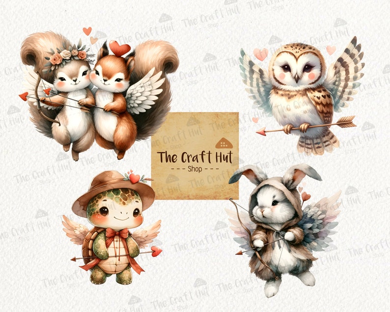 Valentines Animal Cupid Clipart Set: Pet PNG Images (digital Download ...