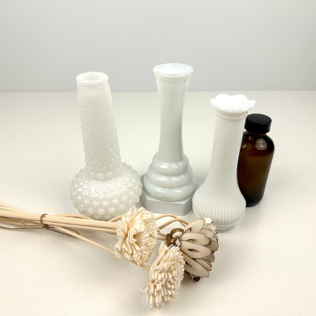 Reed Diffuser in Vintage Milk Glass Container or Refill Wood - Etsy
