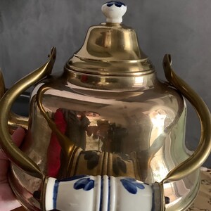 Brass Decor Kettle With Delft Handles, Holland - Etsy