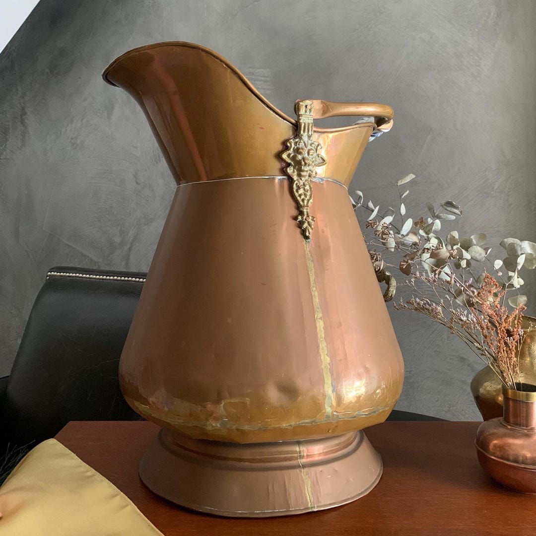 Coal Scuttle With Delft Ceramic Handles & Patina Finish - Etsy