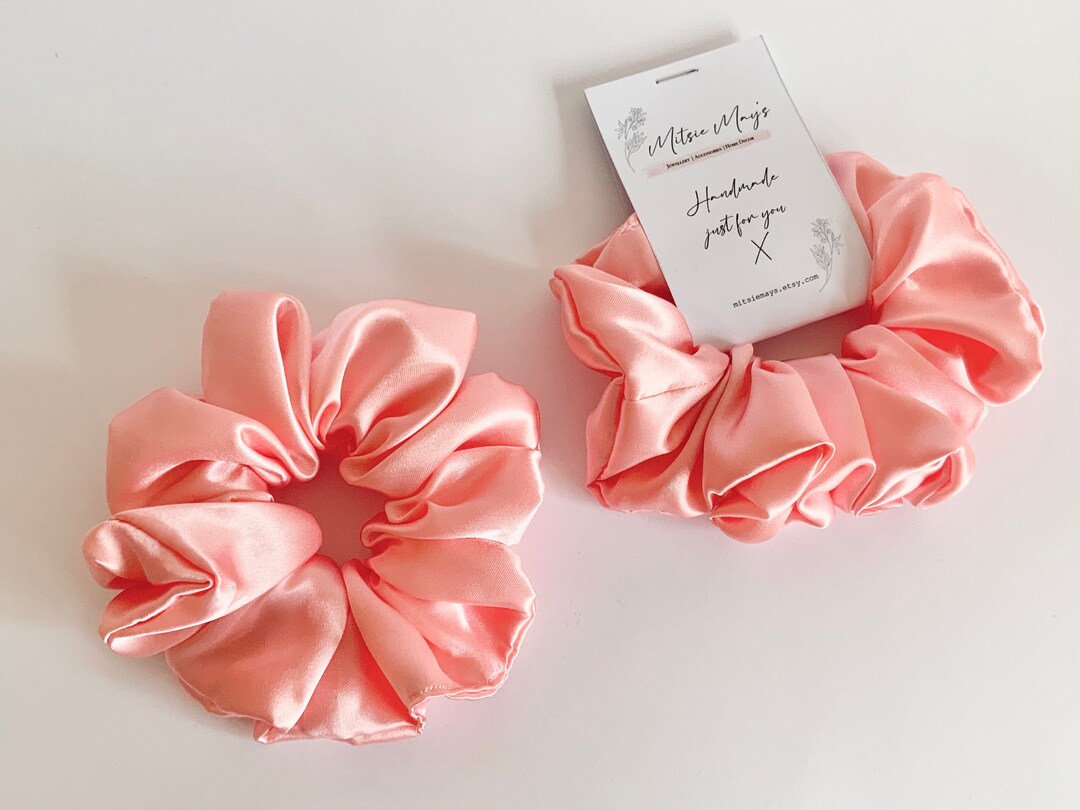 Peach Satin Scrunchie. Handmade Silk Satin Scrunchie. Peach, Pink ...