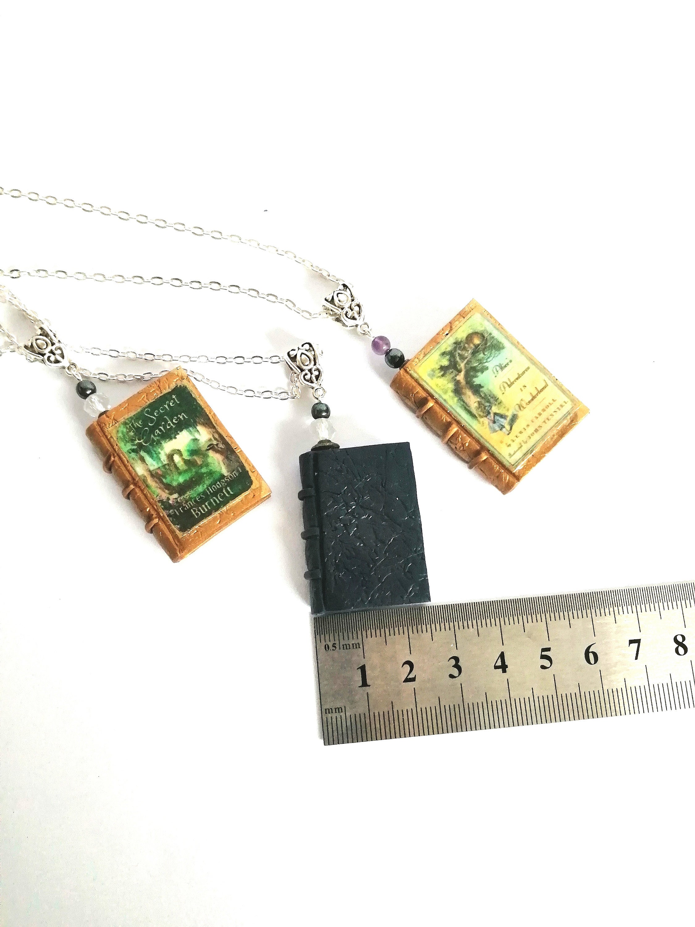 Personalized Mini Book Necklace Custom Book Cover Miniature Book Lover ...