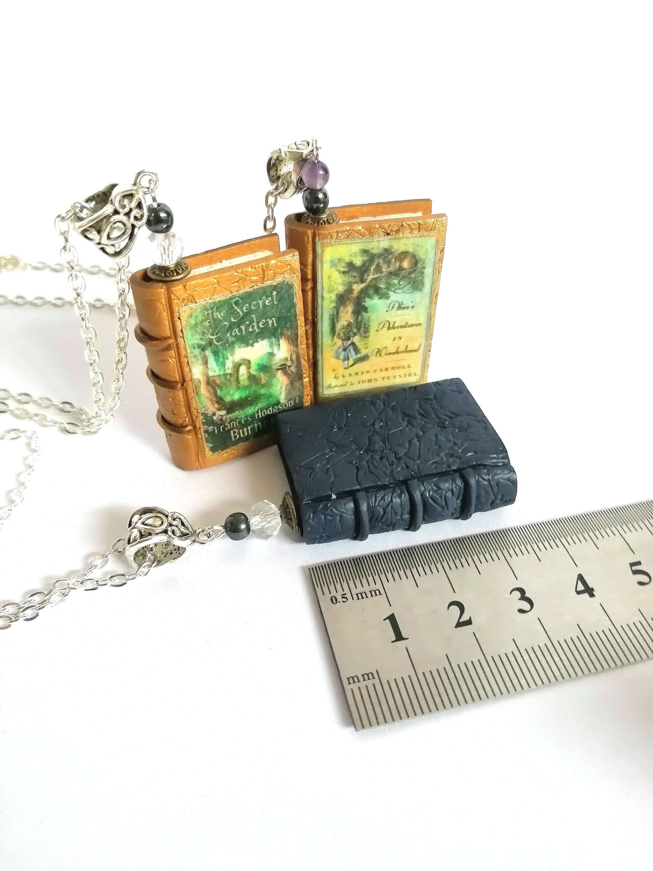 Personalized Mini Book Necklace Custom Book Cover Miniature Book Lover ...