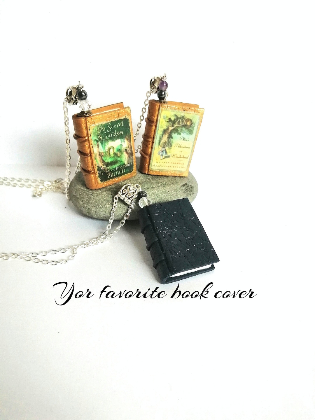 Personalized Mini Book Necklace Custom Book Cover Miniature Book Lover ...