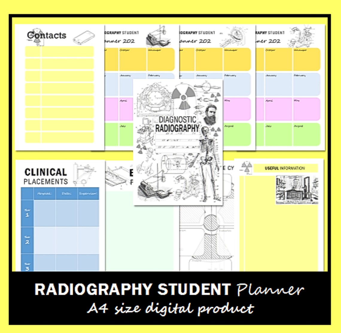 Radiography X-ray Study Planner Organiser Radiology Technologist Rad ...