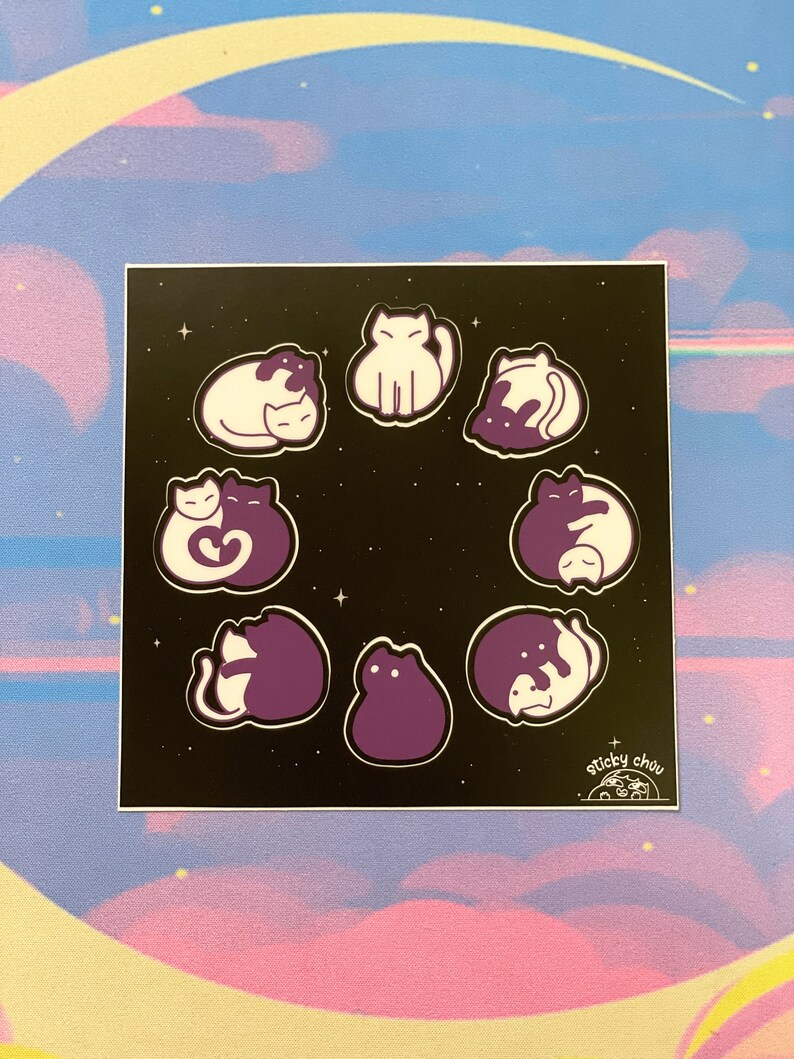Cat Moon Phases Sticker Sheet 5.5x5.5 - Etsy