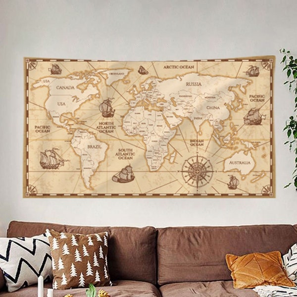 World Map Tapestry - Etsy
