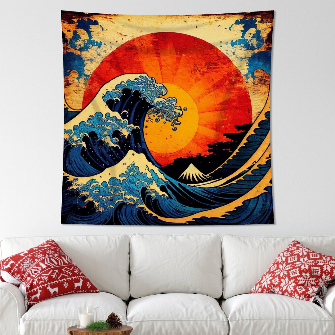 The Great Wave Wall Tapestry off Kanagawa Wave off - Etsy
