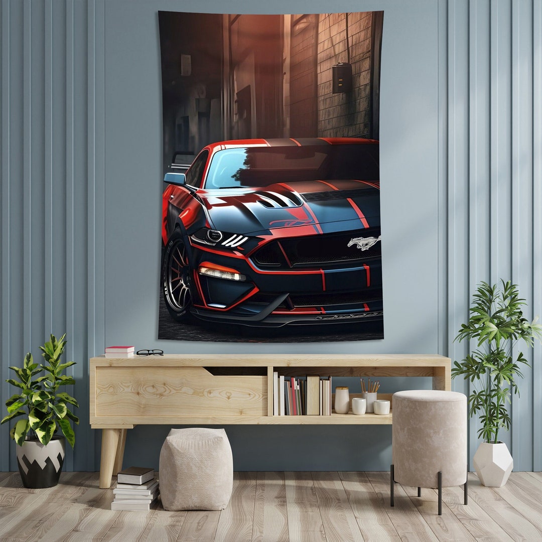 Mustang Car Tapestry: Muscle Car Decor, Wall Hanging - Etsy