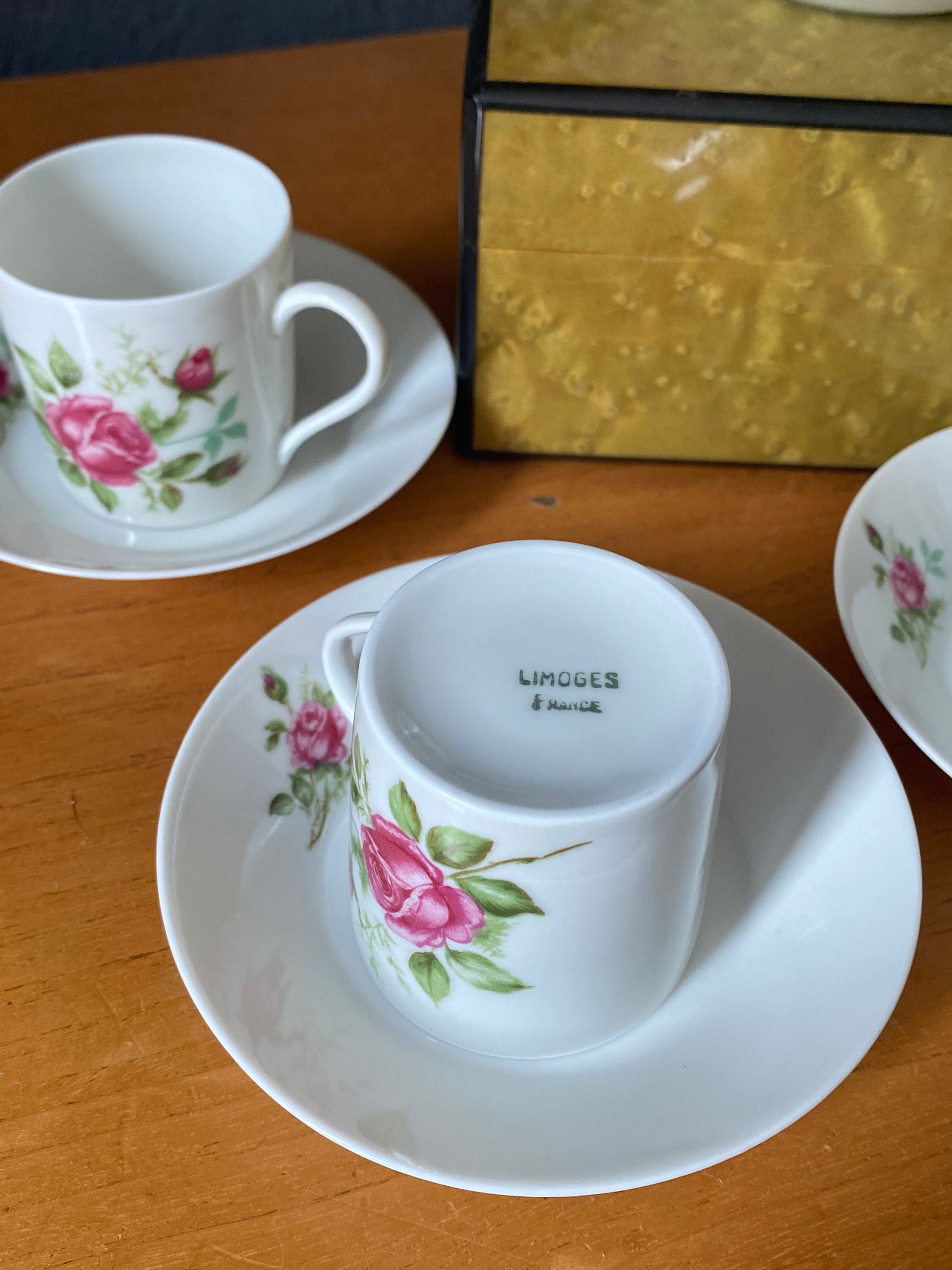 Tasses à café Décor de roses Porcelaine de Limoges - Etsy France