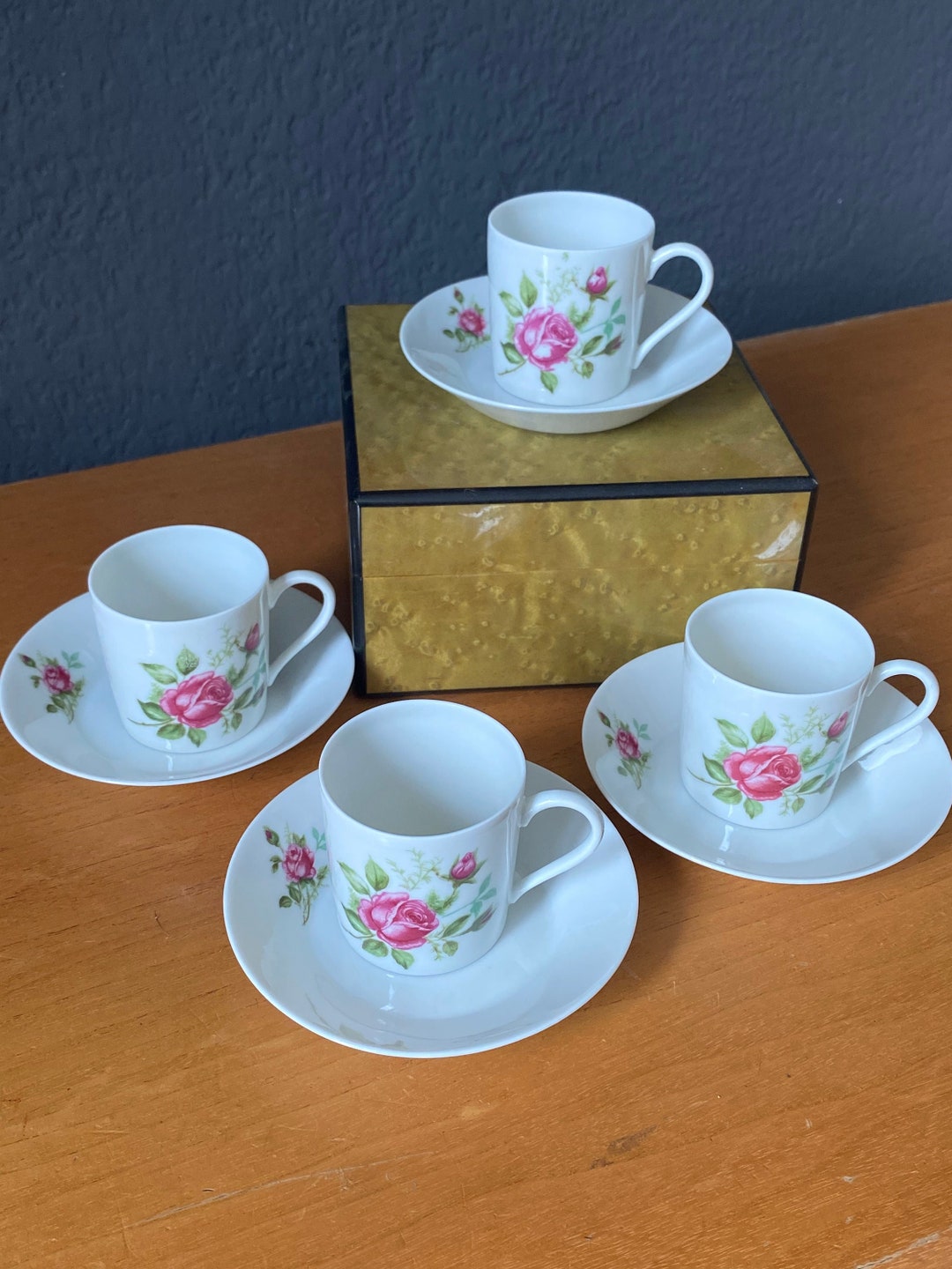 Tasses à café Décor de roses Porcelaine de Limoges - Etsy France