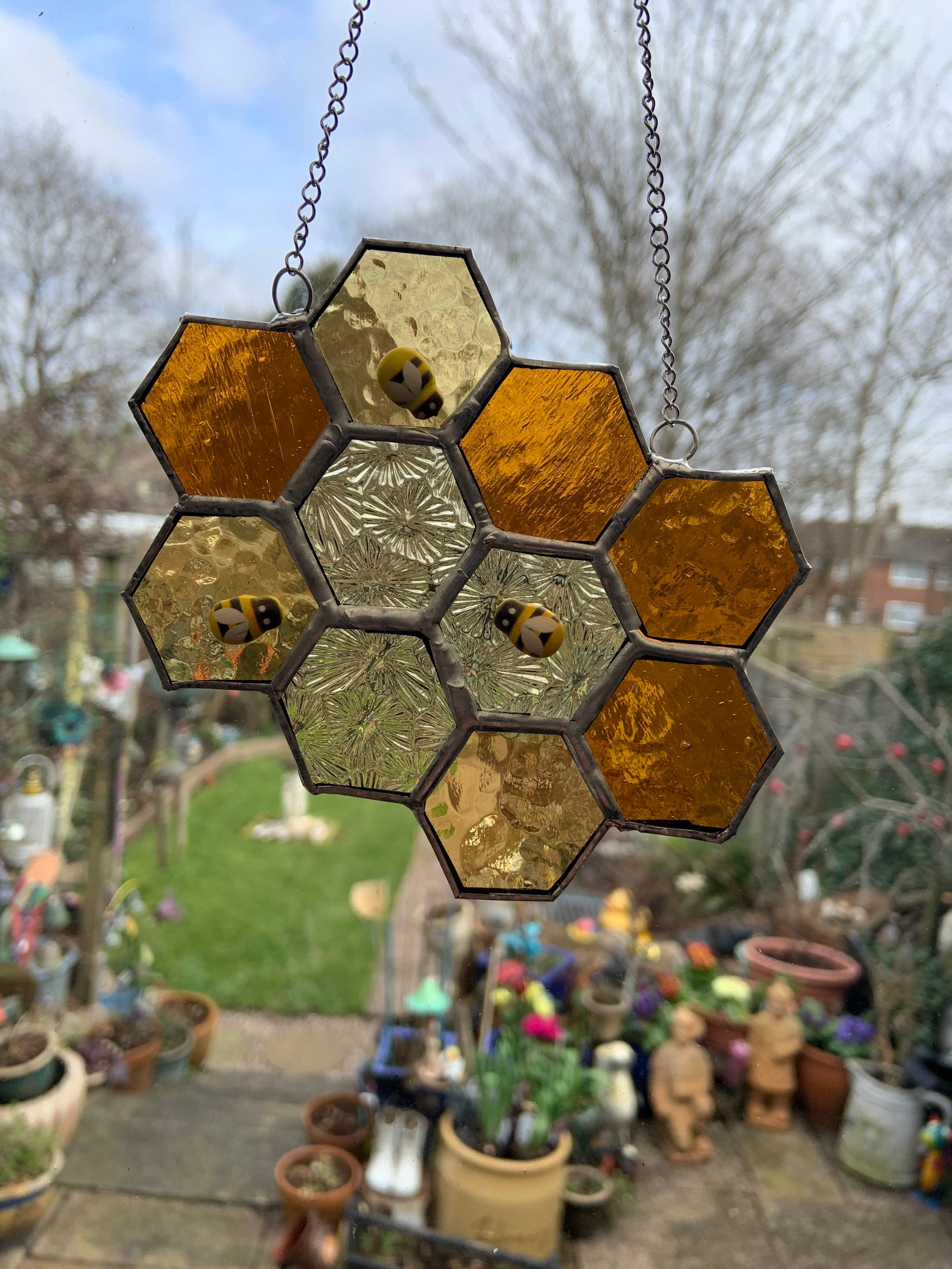 Honey Bee Sun Catcher. Honey Comb Shaped. - Etsy UK