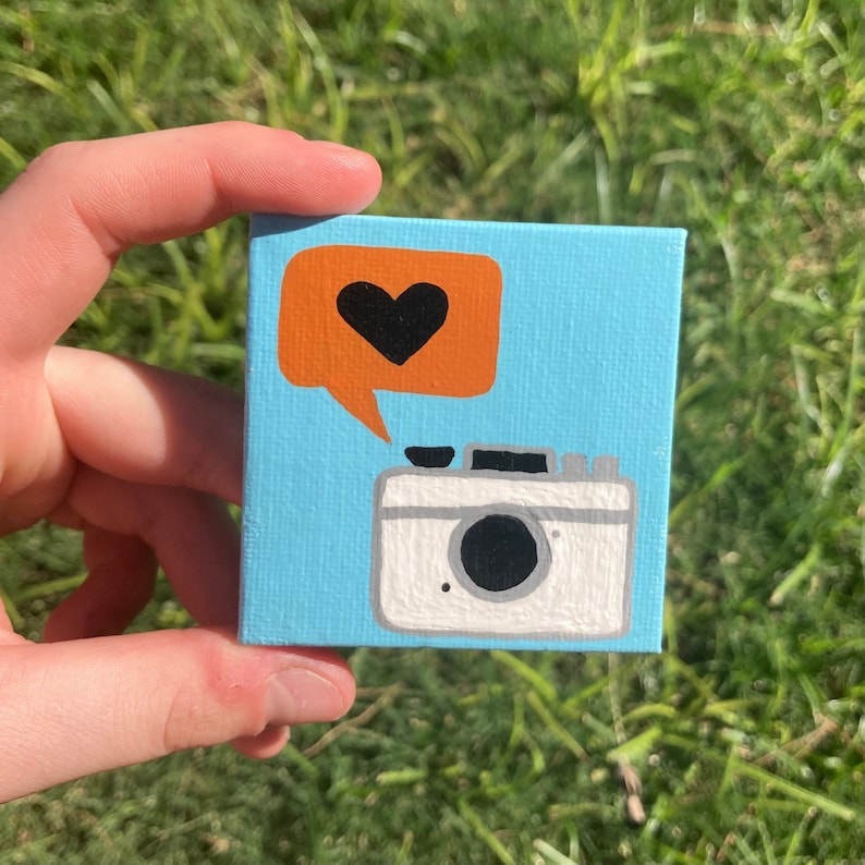 Mini Blue Camera Canvas - Etsy