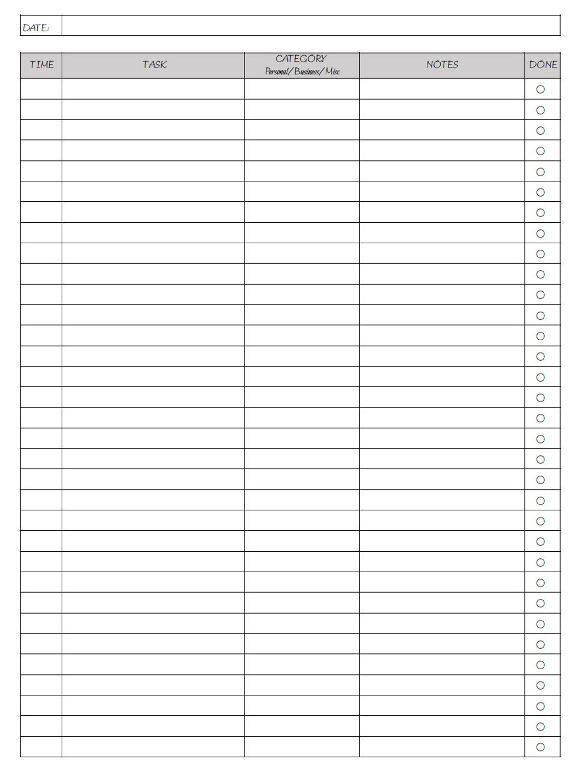 Printable Daily Tasks Sheet - Etsy