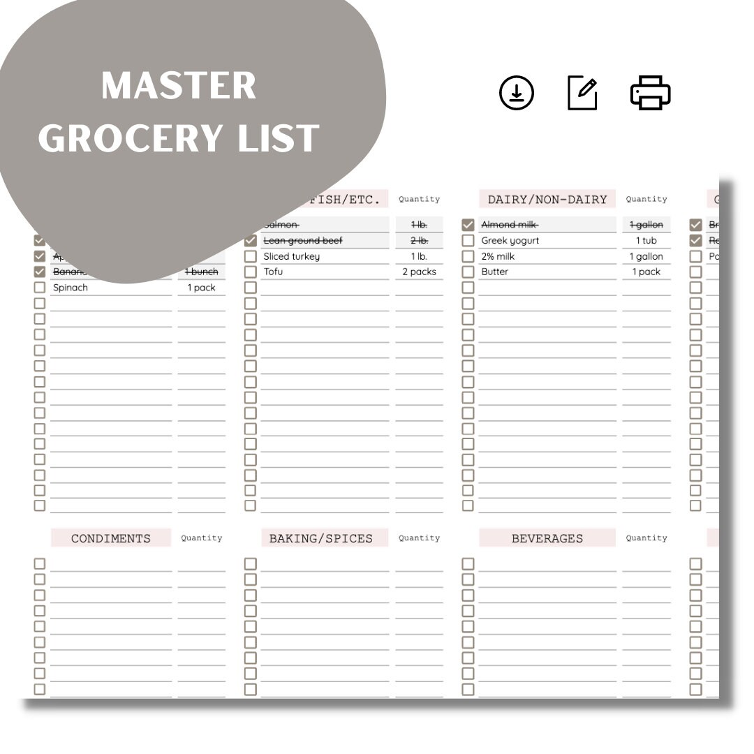 Digital Weekly Meal Planner, Grocery List, and Macronutrient Calculator ...