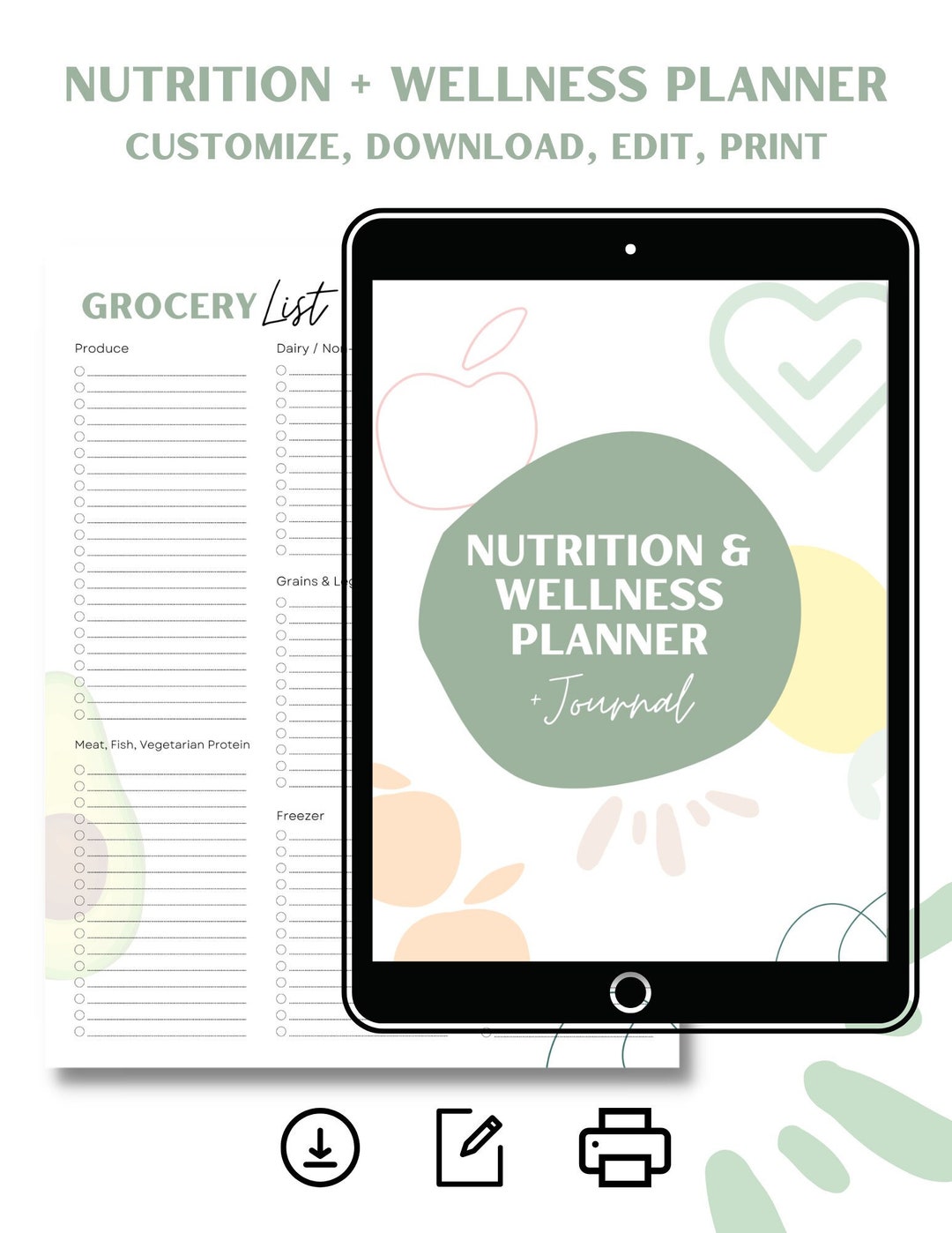 Nutrition and Wellness Planner & Journal - Monthly and Weekly Meal ...