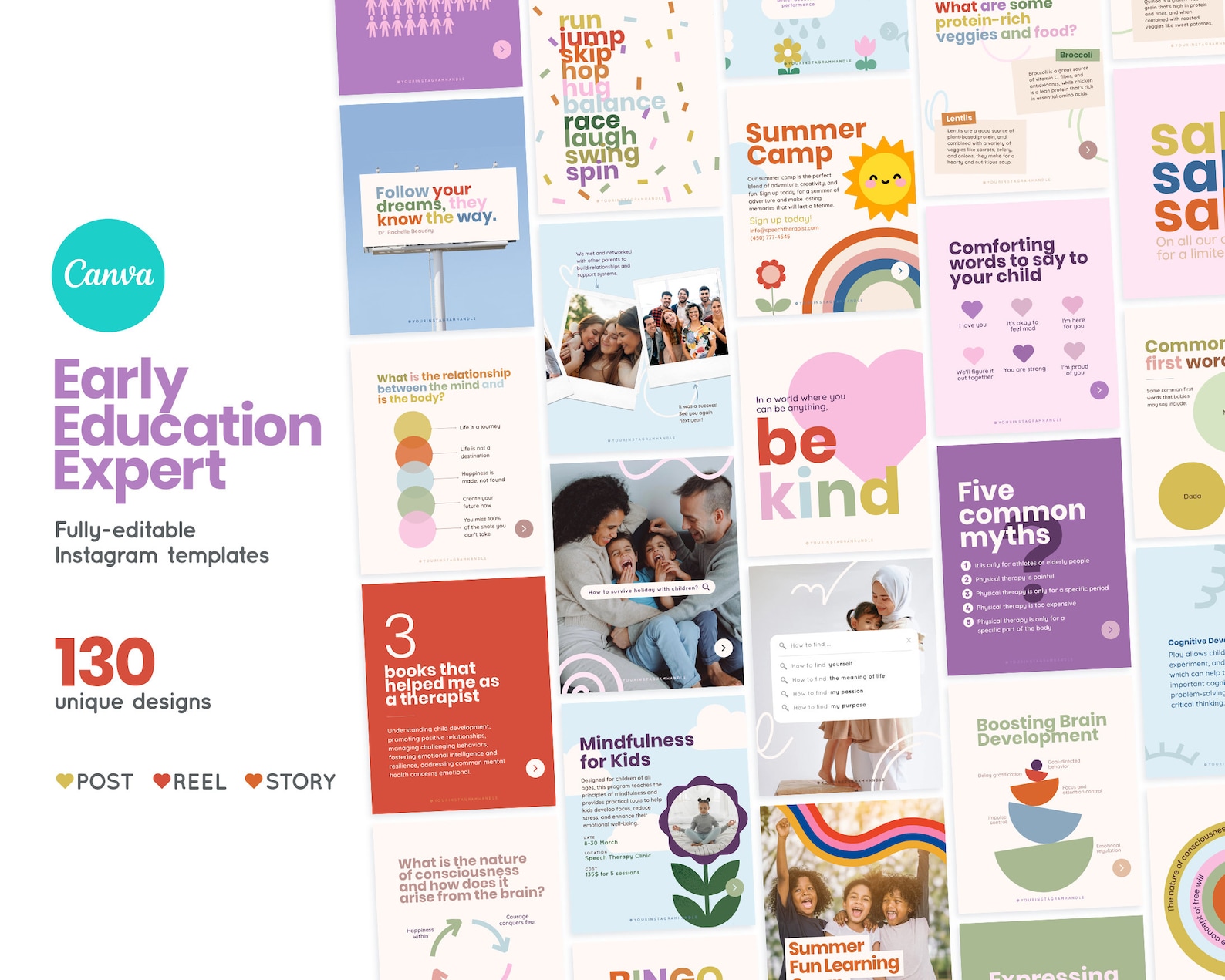 Informative Canva Instagram Templates for Early Education (educator ...